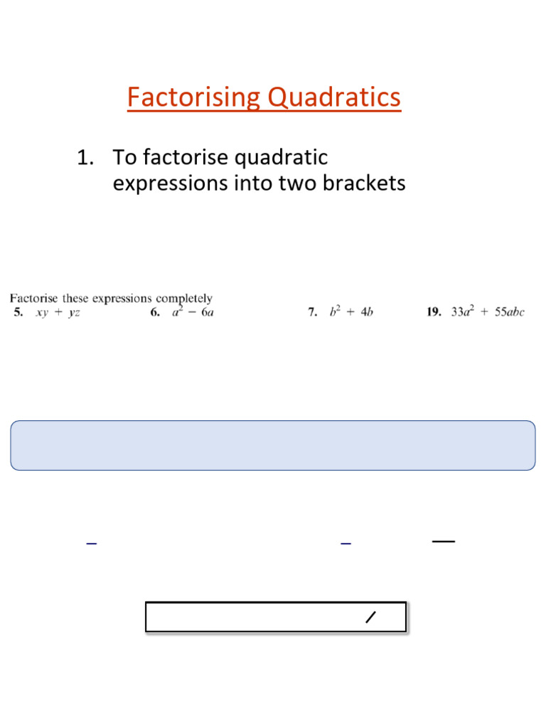 Factorising Quadratics | PDF