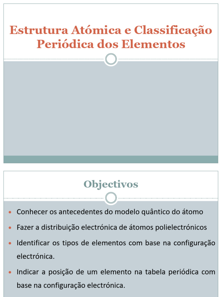 Estrutura Atómica e Tabela Periódica | PDF | Tabela periódica | Átomos