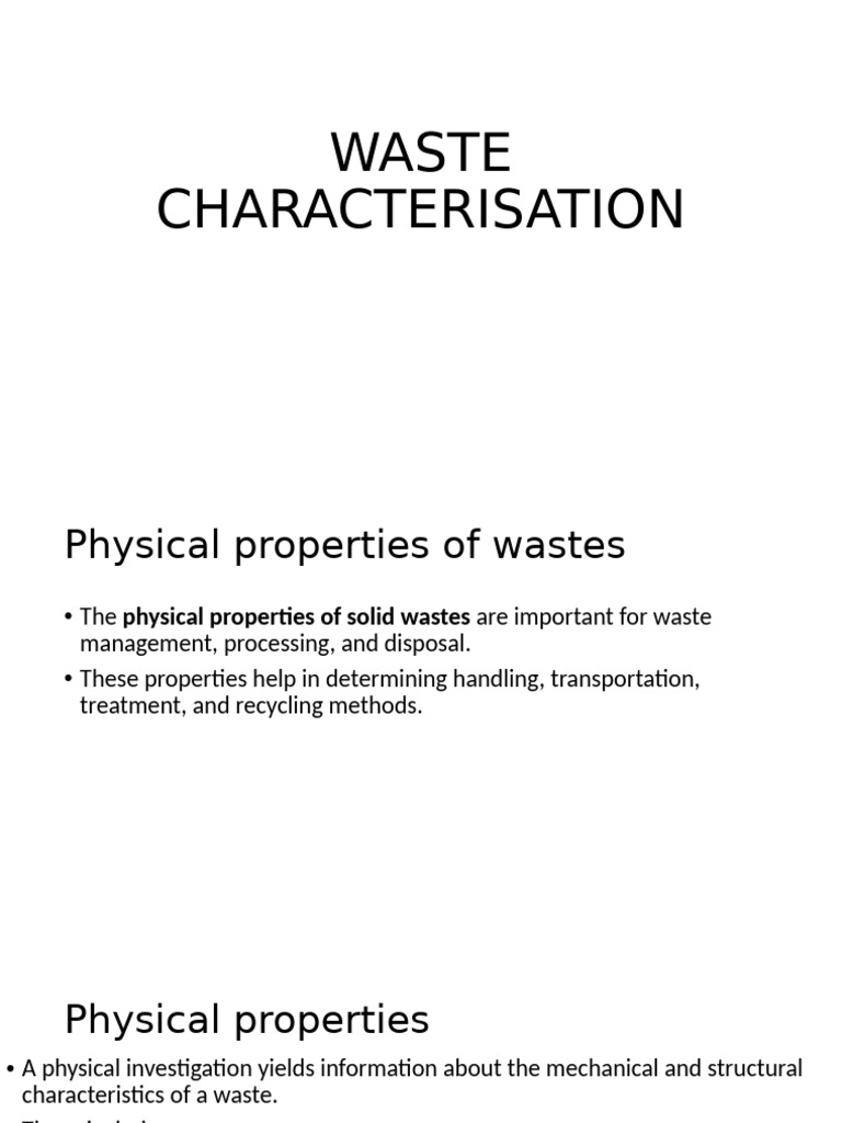 Lecture 2 Awaste Characterisation | PDF | Density | Waste