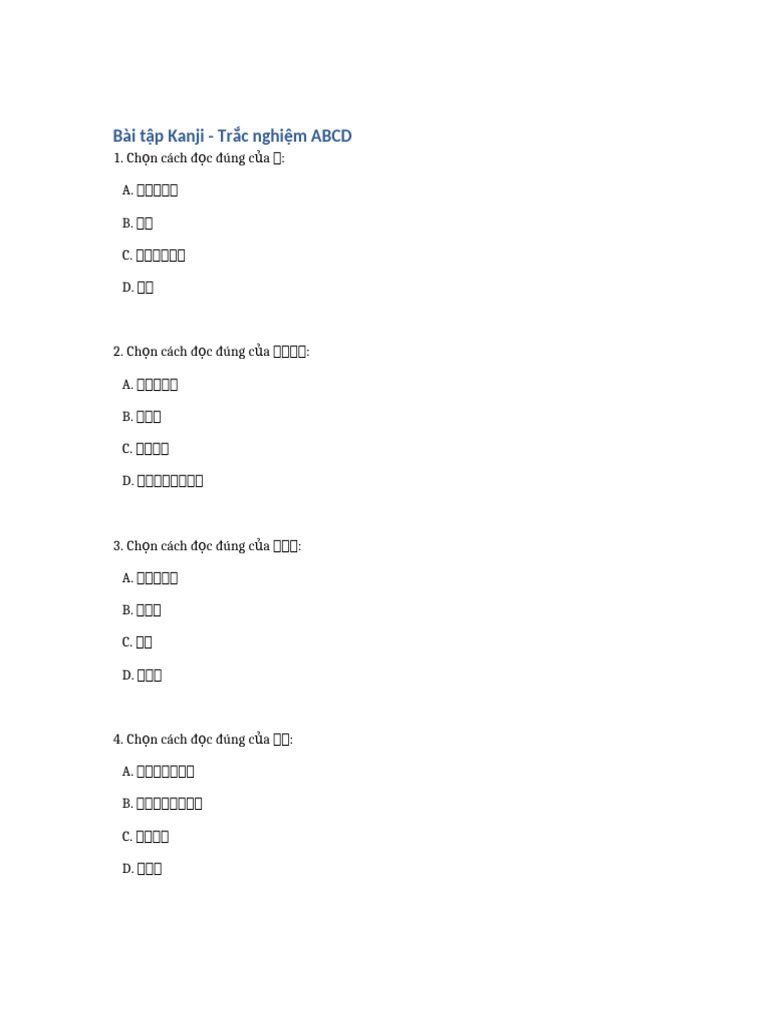 Bai Tap Kanji ABC Extended | PDF