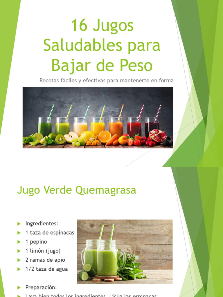 16 Jugos Saludables para Bajar de Peso | PDF | Frutas comestibles | Fruta