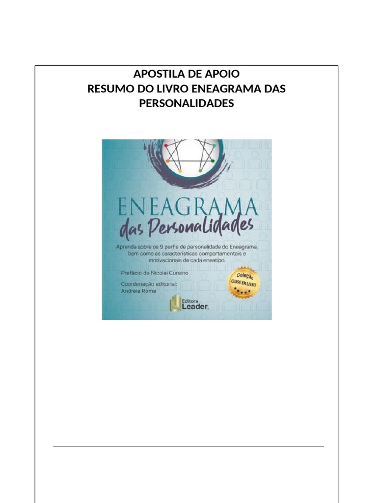 Autoconhecimento e Eneagrama: Transformação | PDF | Eneagrama de ...