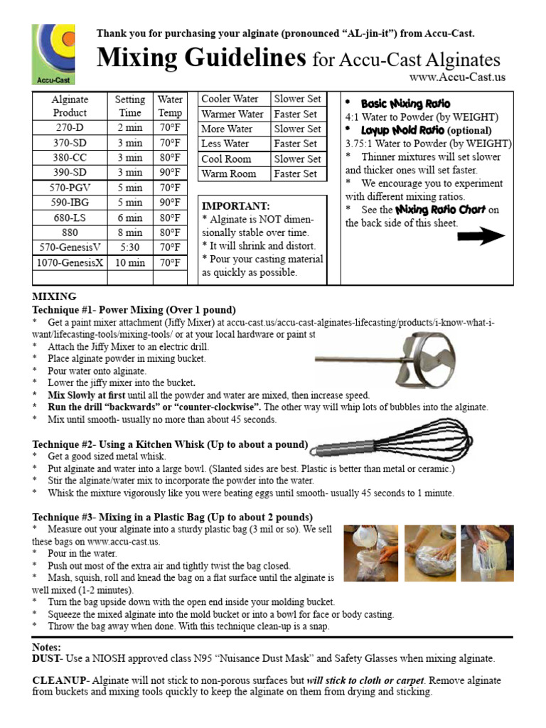 General Alginate Mixing Guidelines | PDF | Pound (Mass) | Industrial ...