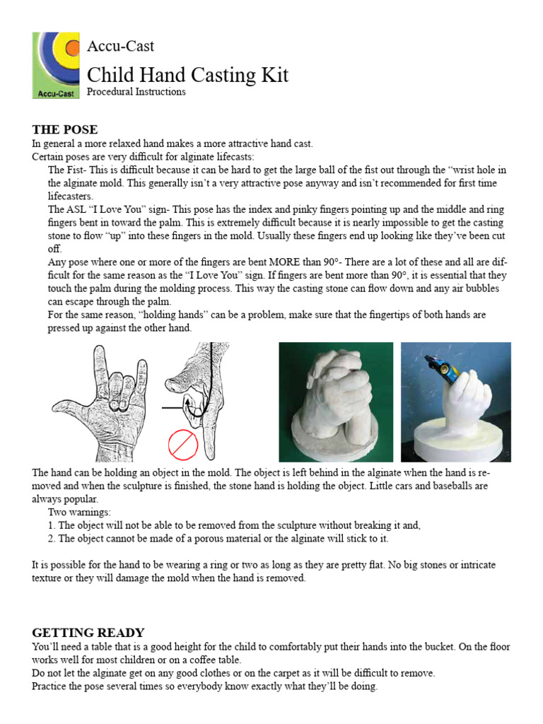 Child Hand Casting Kit Instructions | PDF | Hand | Paint