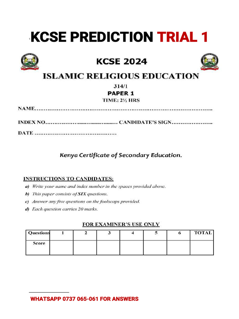 Ire PP1-2 Kcse Prediction 2025 | PDF