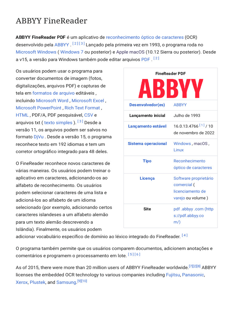 ABBYY FineReader: Software OCR Avançado | PDF | Microsoft Windows ...