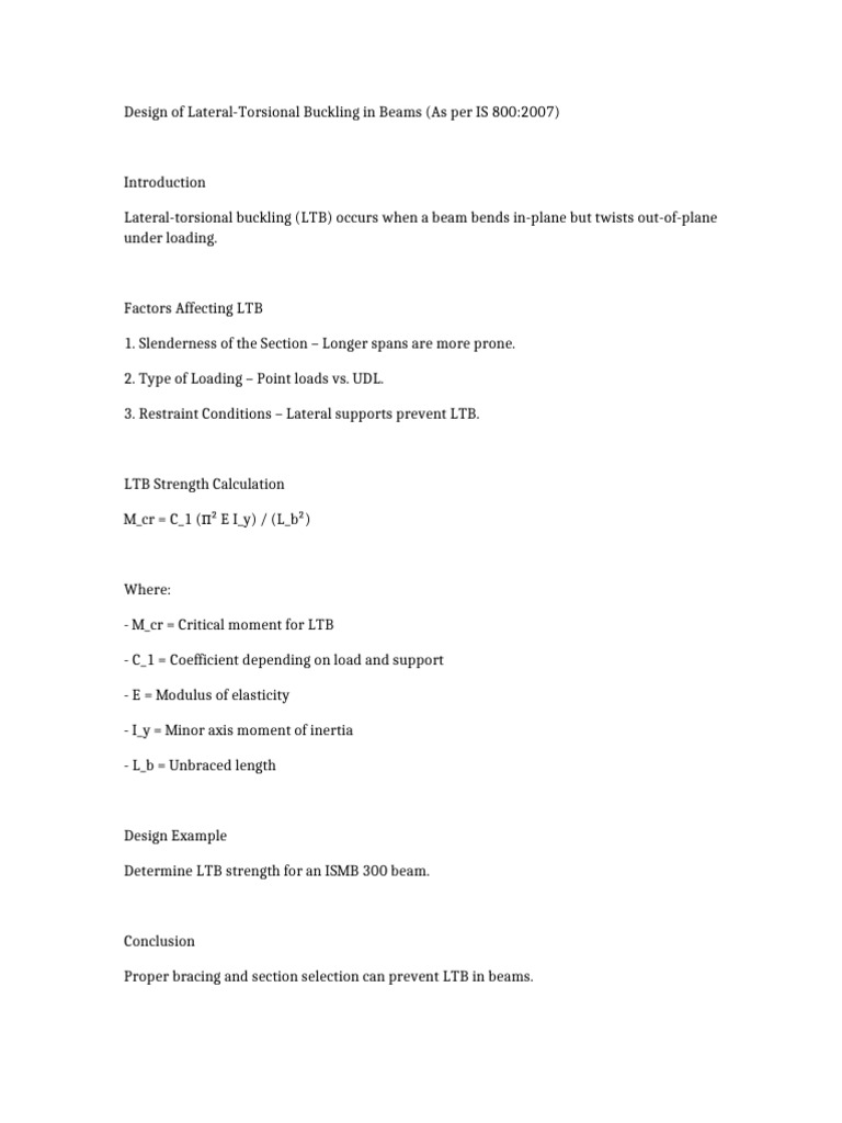 Is800 Lateral Torsional | PDF
