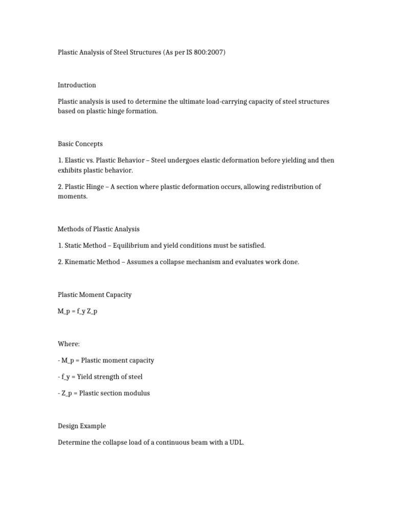 Is800 Plastic Analysis | PDF