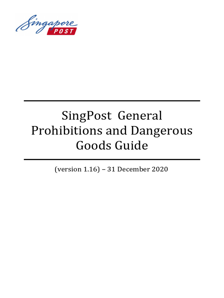 SingPost General Prohibitions & Dangerous Goods - 3 | PDF | Lithium Ion ...