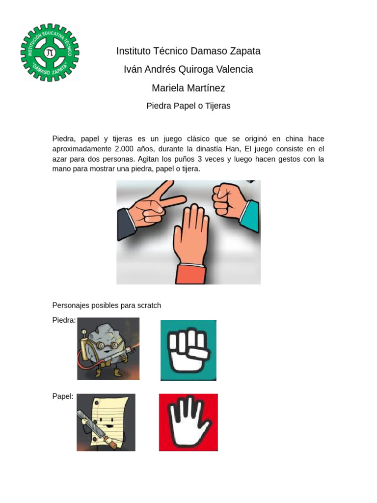 Piedra, Papel o Tijeras: Juego Clásico | PDF