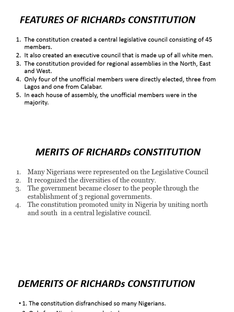 RICHARDs CONSTITUTION 1946 | PDF