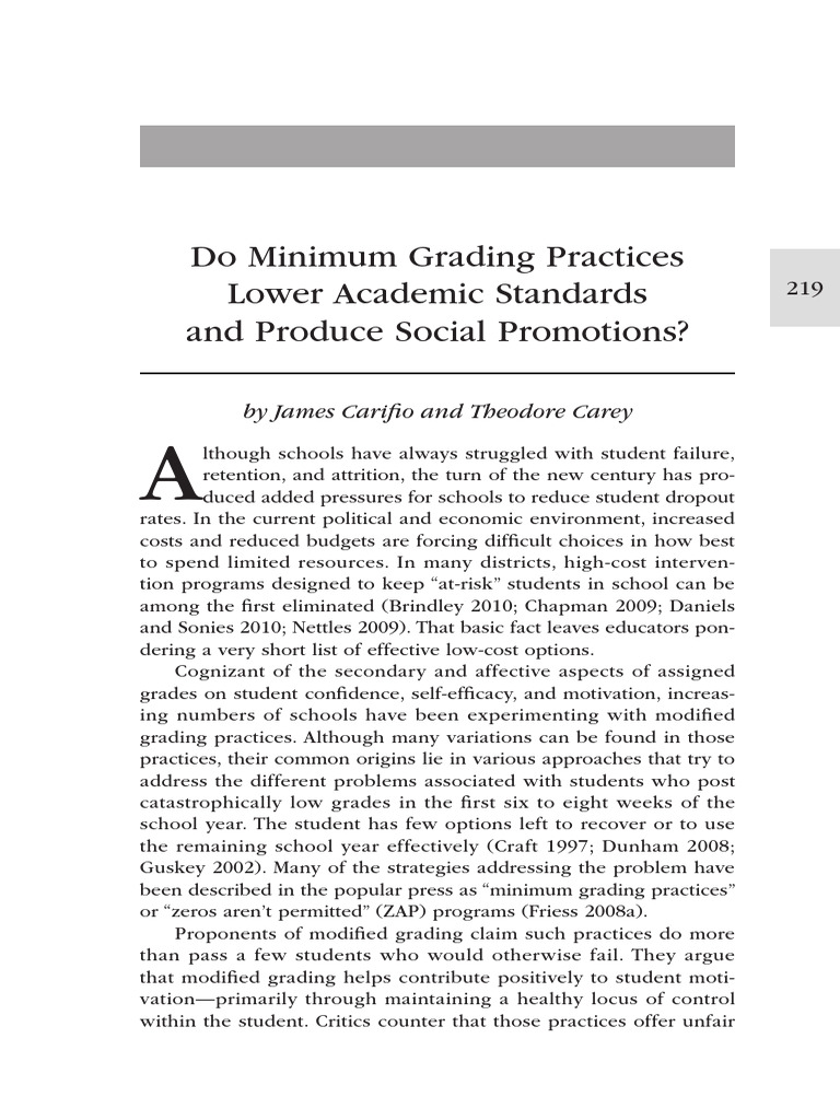 Do Minimum Grading Practices Lower Academic Standards and Produce ...