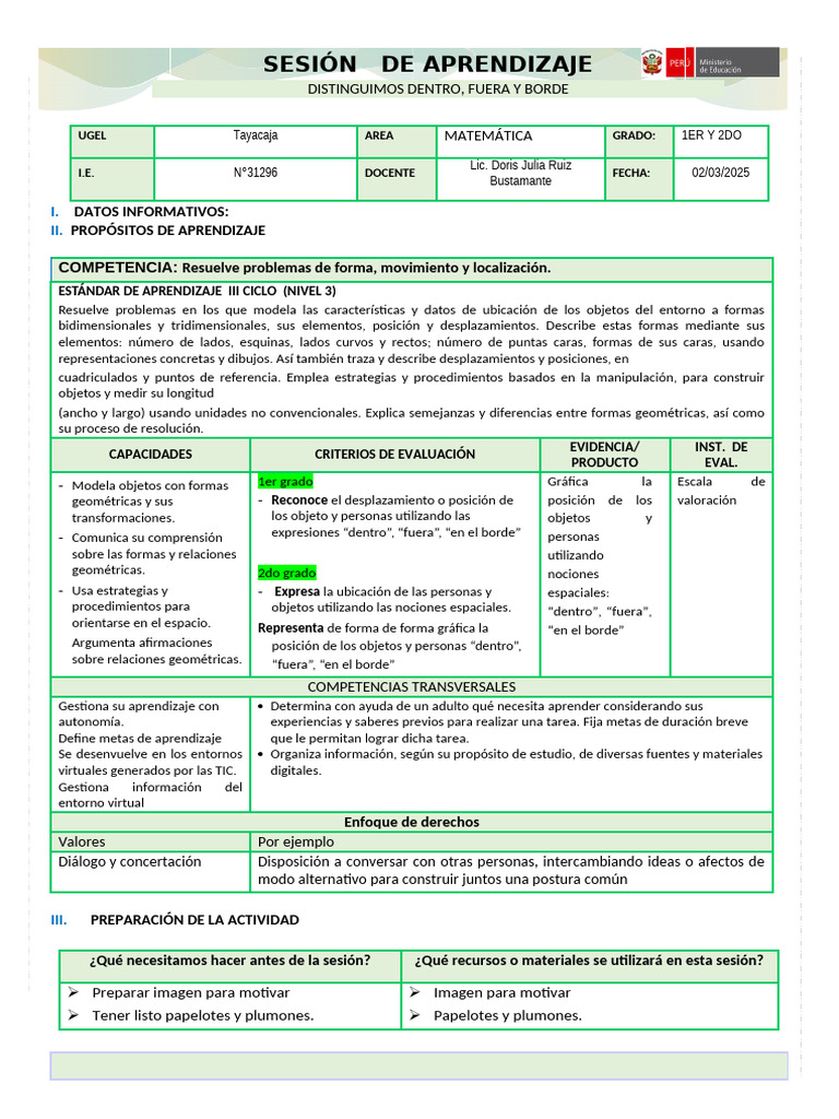 SESION DE APRENDIZAJE - Matemaáica | PDF | Geometría | Aprendizaje