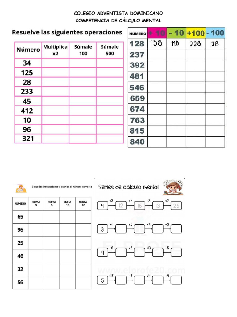 Material para Calculo Mental | PDF