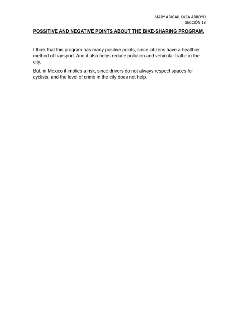 The Bike-Sharing Program - Mary Abigail Olea Arroyo | PDF