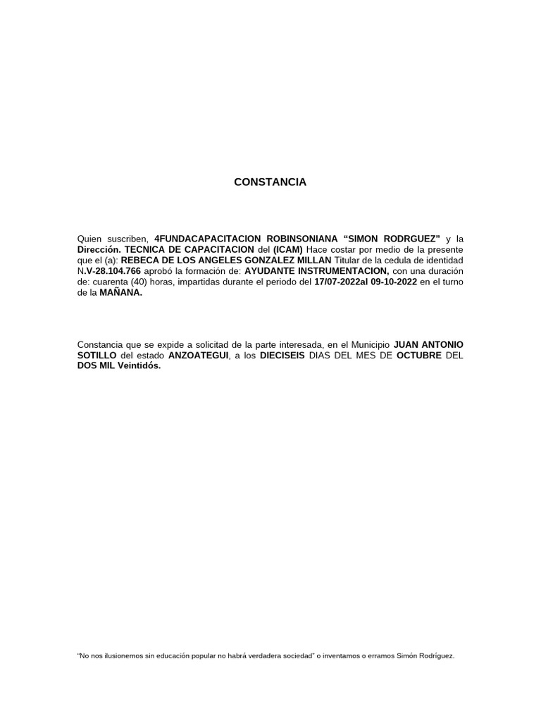 Constancia | PDF