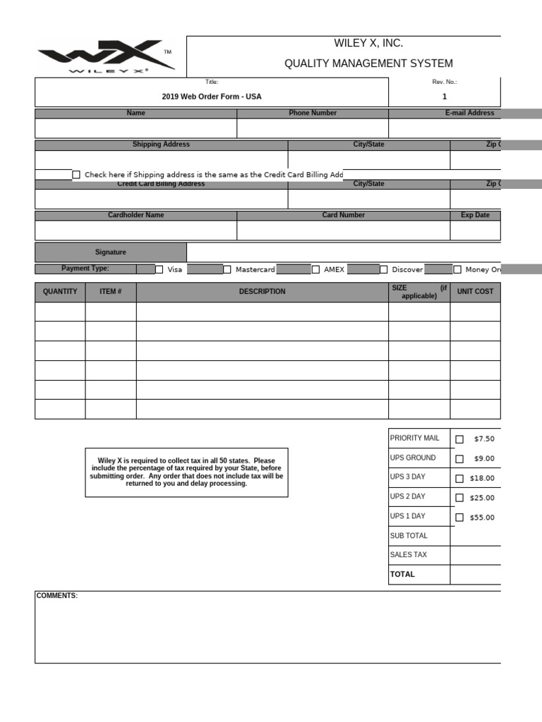 2019 Web Order Form - USA | PDF | Credit Card | Financial Technology