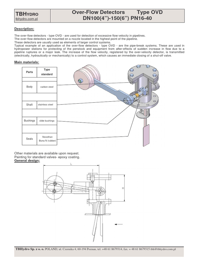 OVD Over-Flow Detectors Specifications | PDF | Valve | Mechanical ...