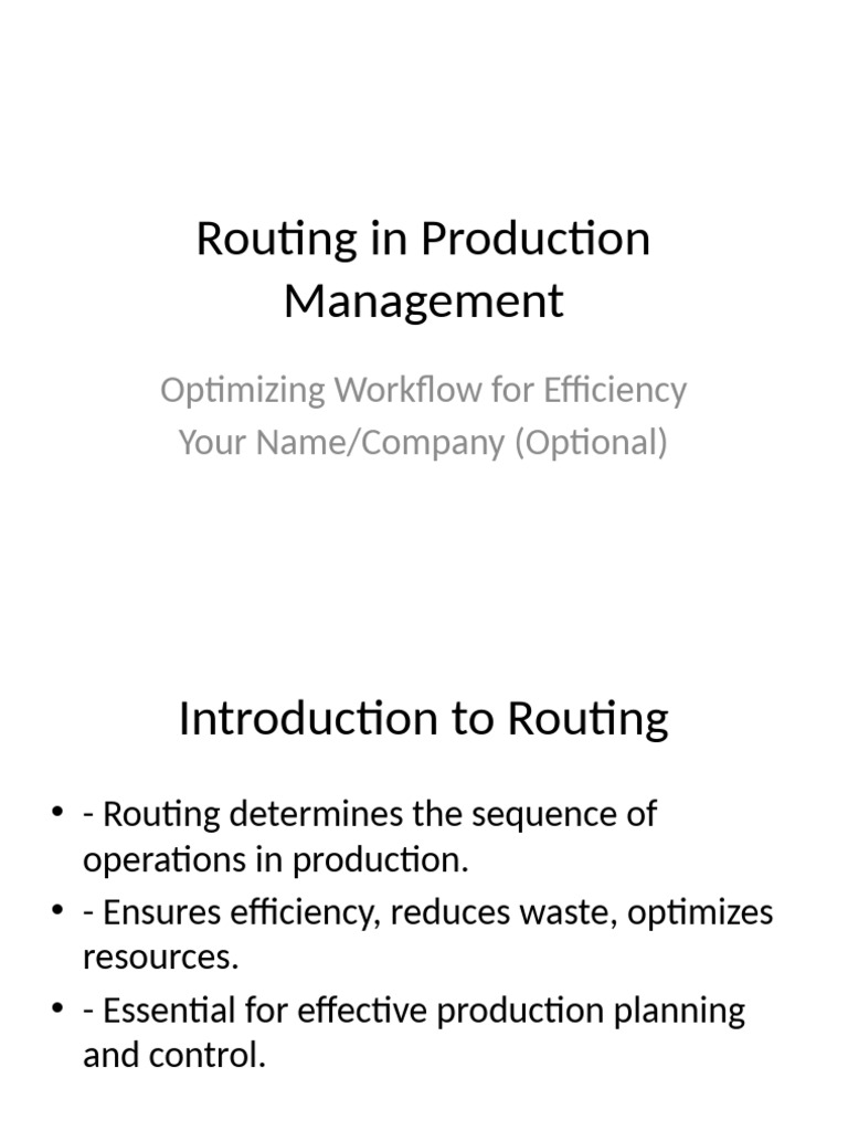 Routing in Production Management | PDF