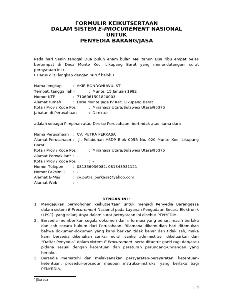 Formulir_Keikutsertaan | PDF