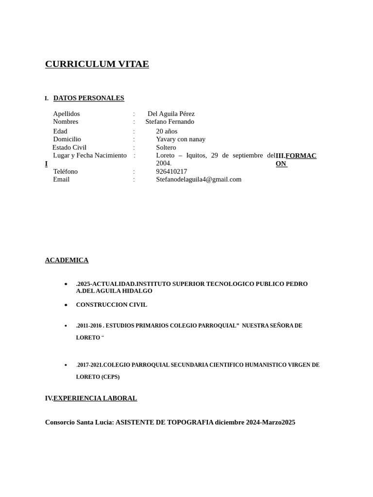 Curriculum STEFANO FERNANDO 2 | PDF