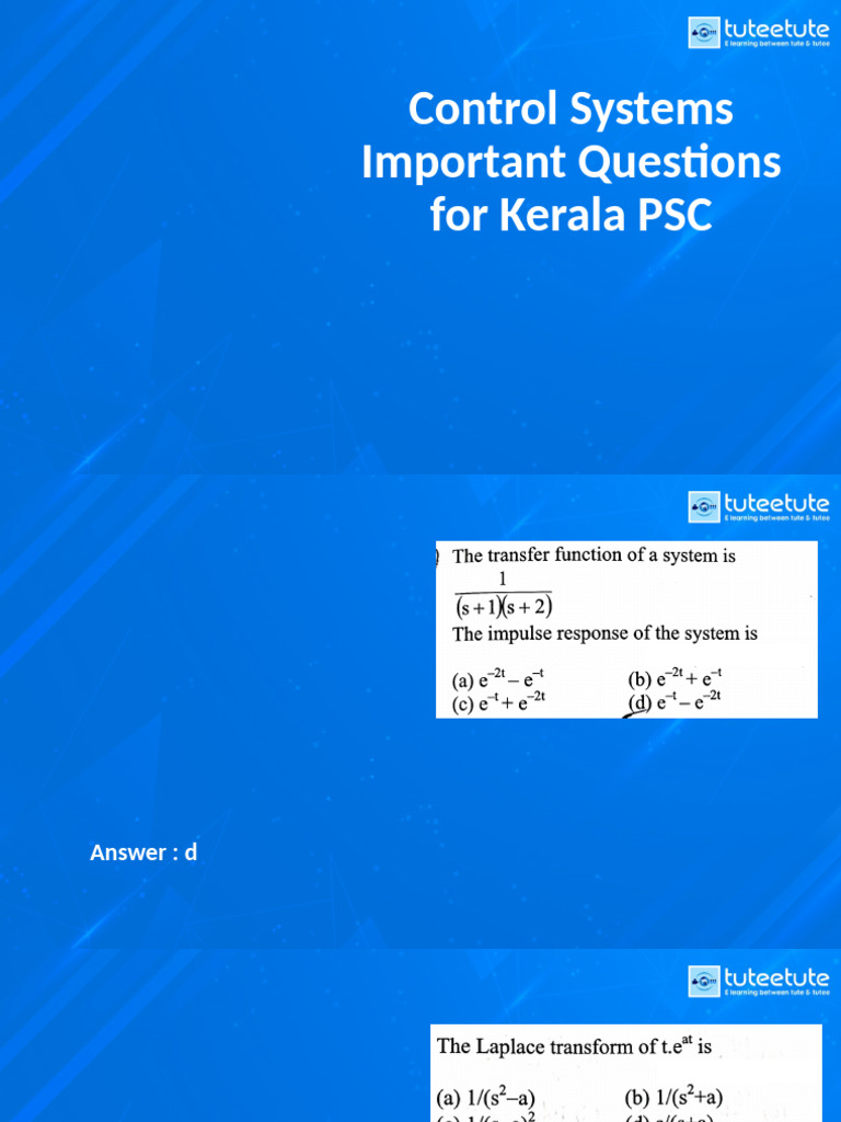 Control Systems Important Questions For Kerala PSC | PDF