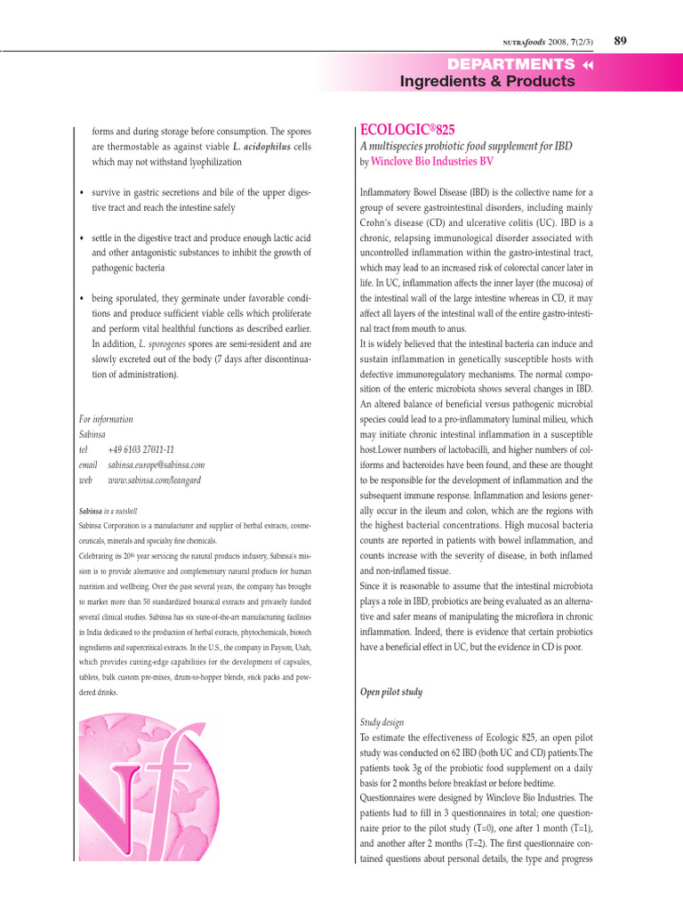 Mulder 2008 A Multispecies Probiotic Food Supplement Ecologic | PDF ...