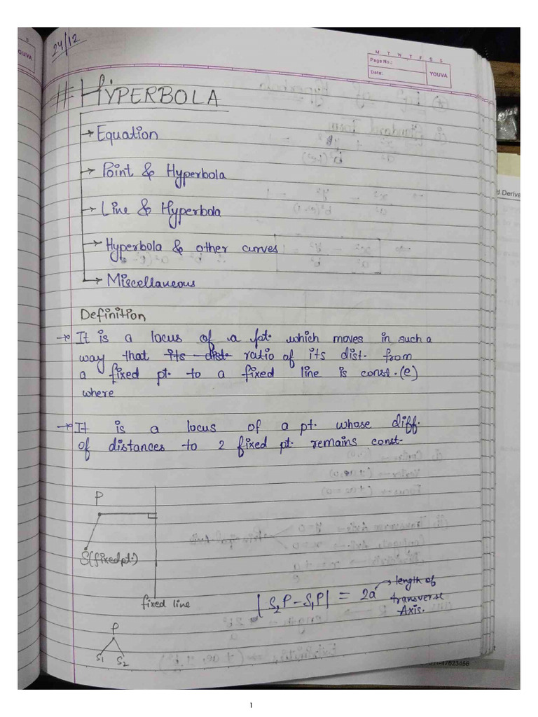 Hyperbola Notes | PDF