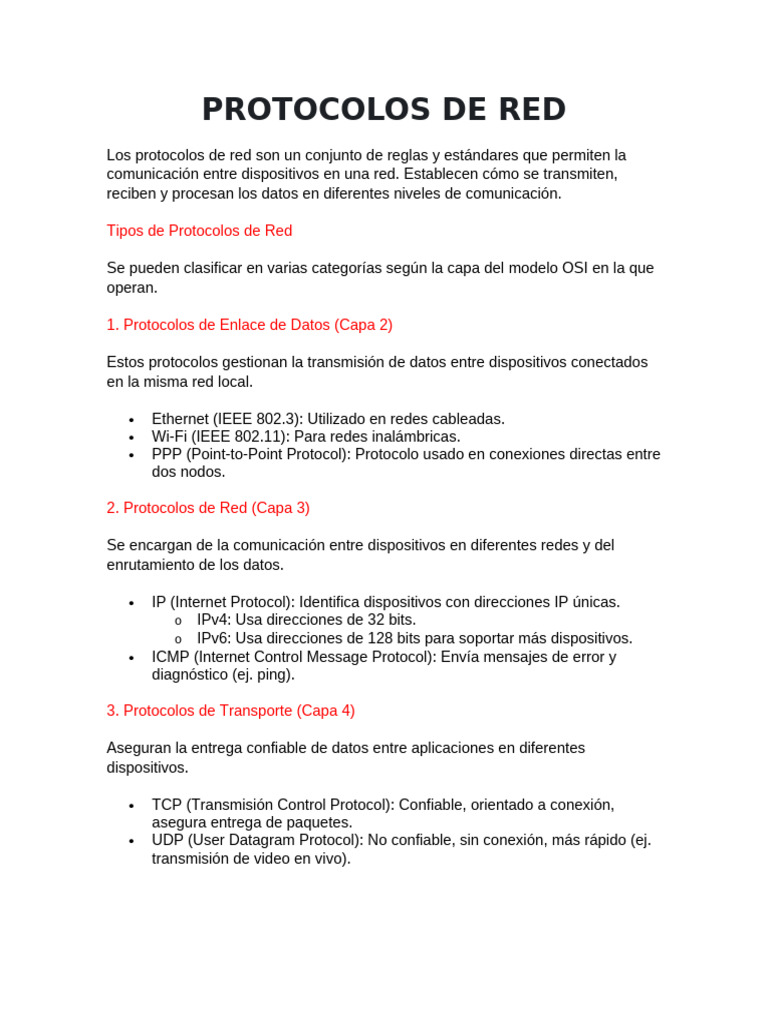 Tipos de Protocolos de Red Explicados | PDF