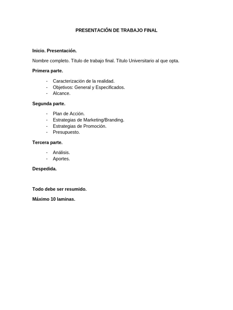 Presentación de Trabajo Final Power Point | PDF