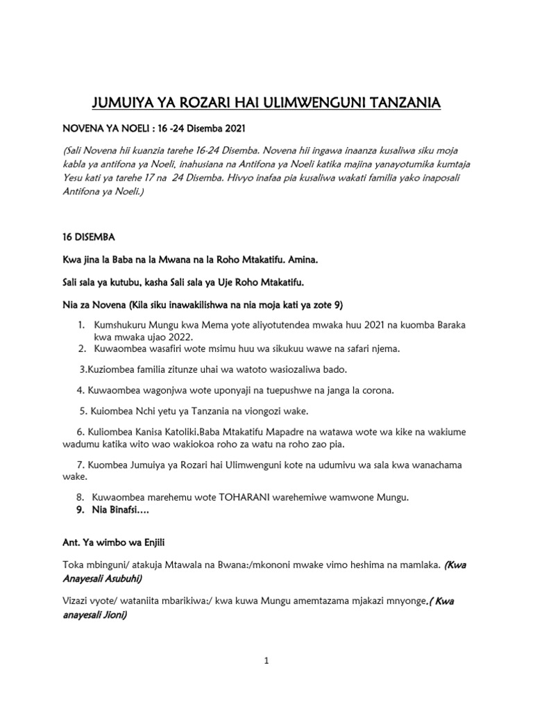 Novena Ya Noeli 2021 | PDF