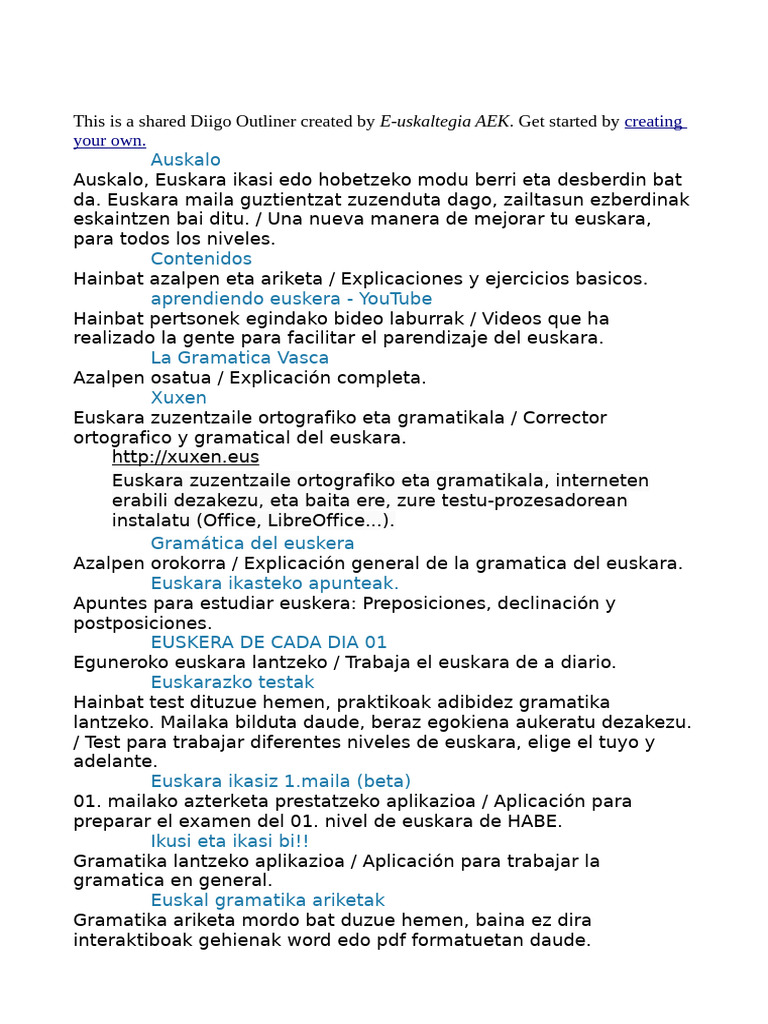 Auskalo: This Is A Shared Diigo Outliner Created by - Get Started by | PDF