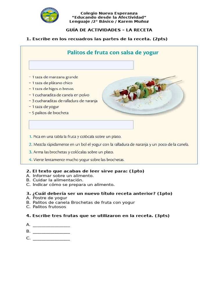 Guia de Actividades La Receta | PDF