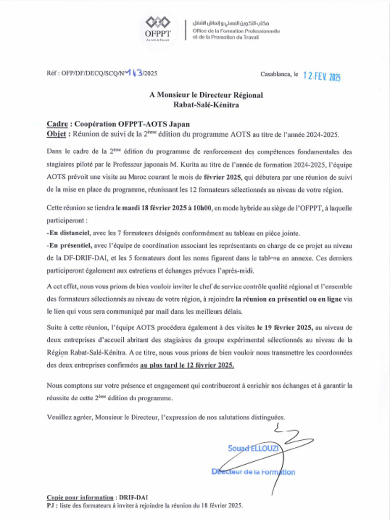 Coopération OFPPT-AOTS Japan | PDF