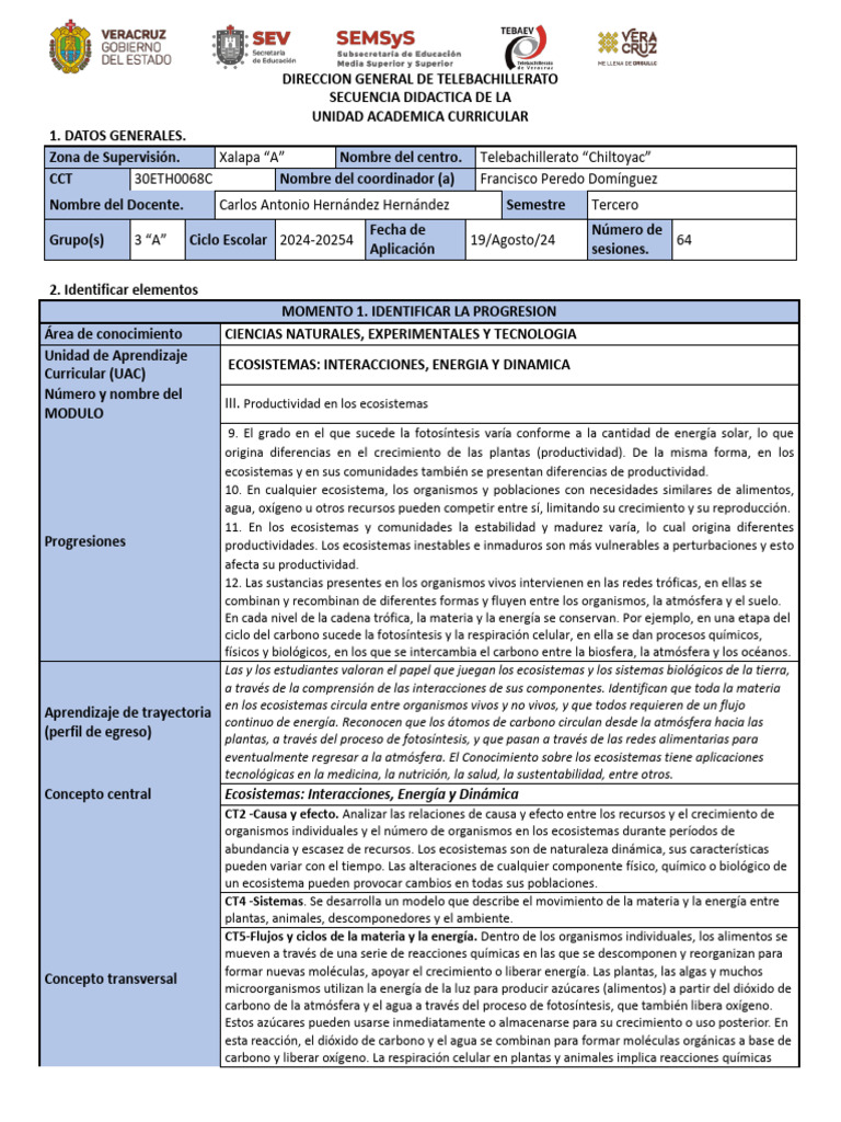 SECUENCIA UAC Ecosistemas Interacciones Energia Dinamica Tipos de Ecosistemas | PDF | Ecosistema ...