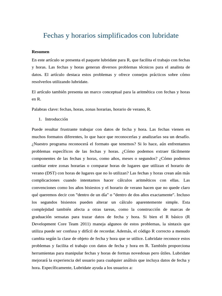 Simplificando fechas en R con lubridate | PDF | Objeto (informática ...