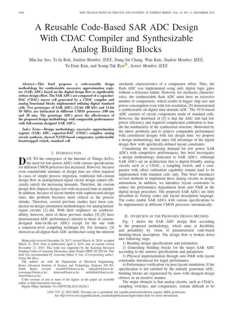 A Reusable Code-Based SAR ADC Design With CDAC Compiler and ...
