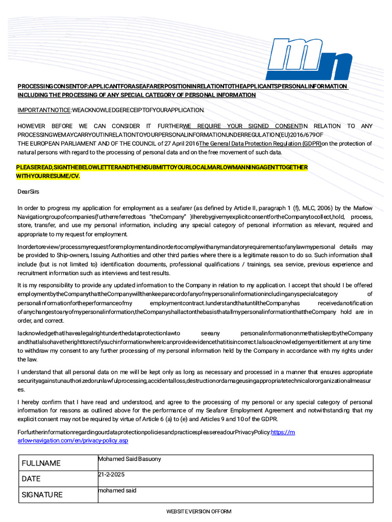 MN GDPR Applicant Consent Website198 | PDF | Government | Justice