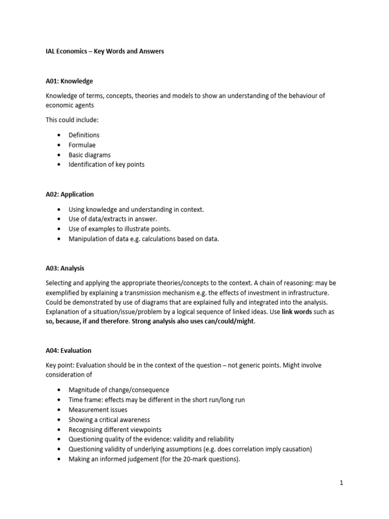 IAL Economics: Key Concepts and Exam Tips | PDF | Price Elasticity Of ...
