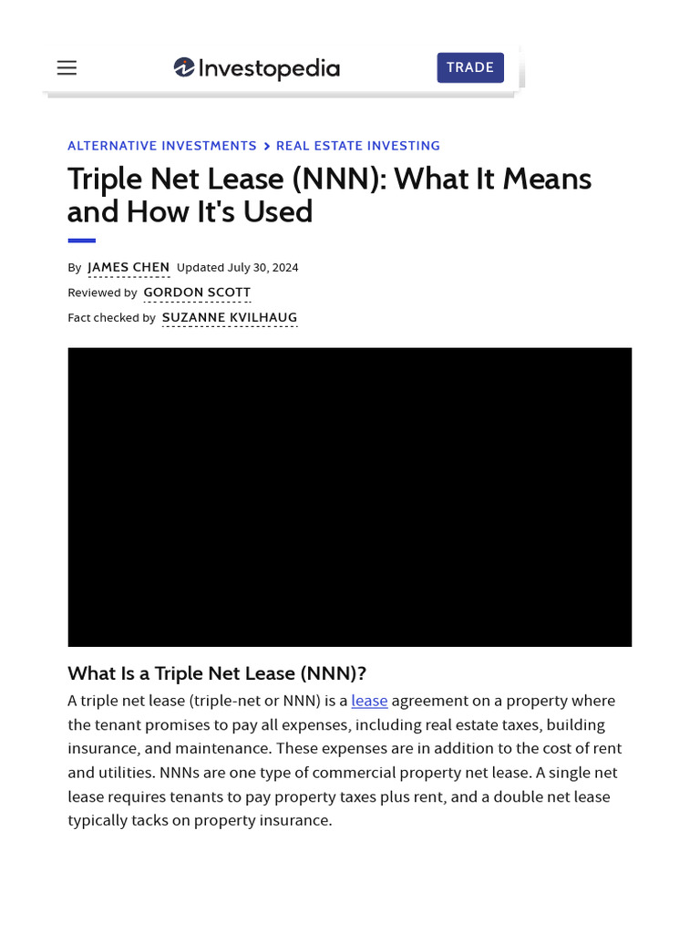 Triple Net Lease (NNN) - What It Means and How It's Used | PDF | Urban ...