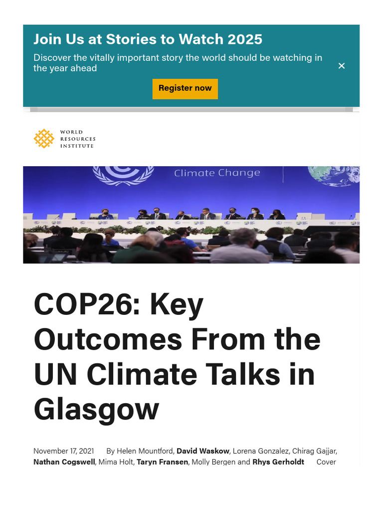 COP26 - Key Outcomes From The UN Climate Talks in Glasgow - World ...