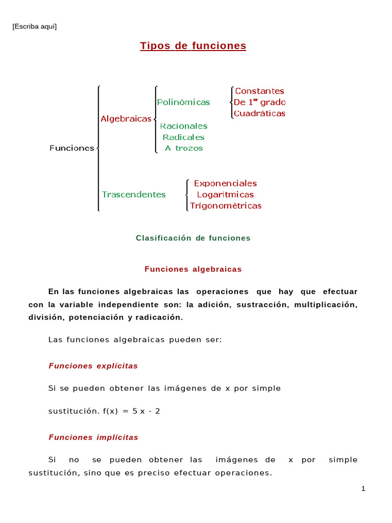 Tipos y Clasificación de Funciones Matemáticas | PDF | Funciones ...