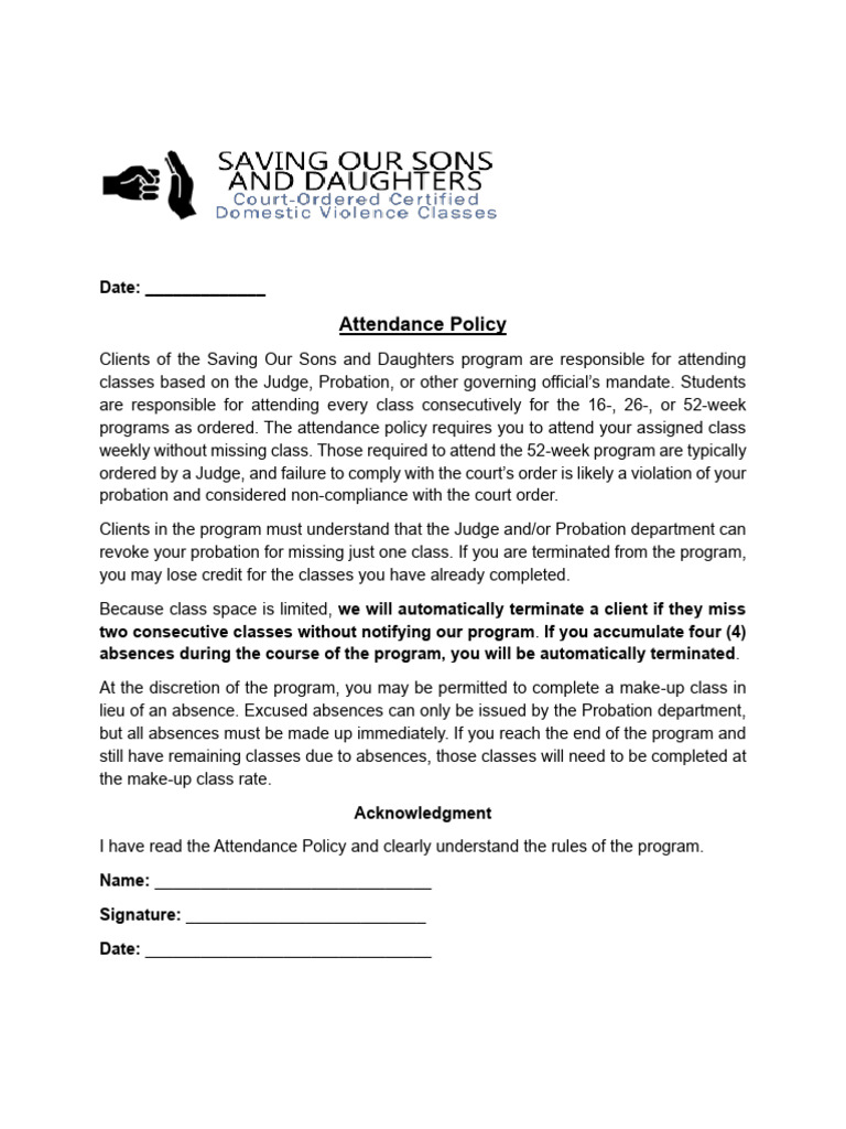 Attendance Policy Form | PDF