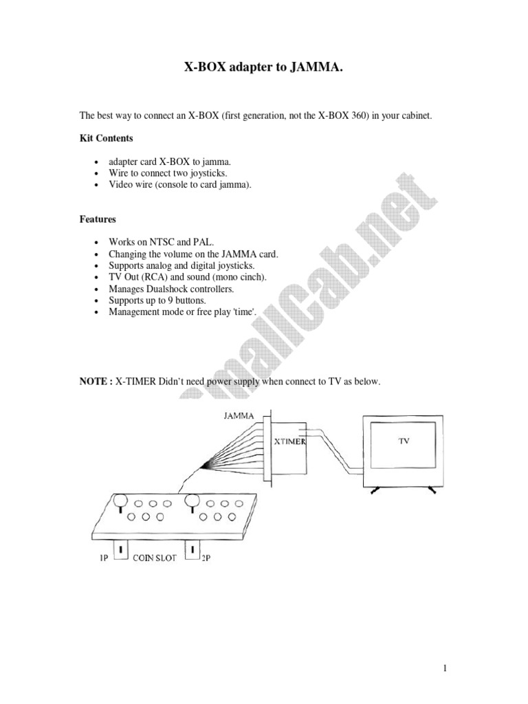 X-BOX to JAMMA Wiring Guide | PDF | Xbox | Computing