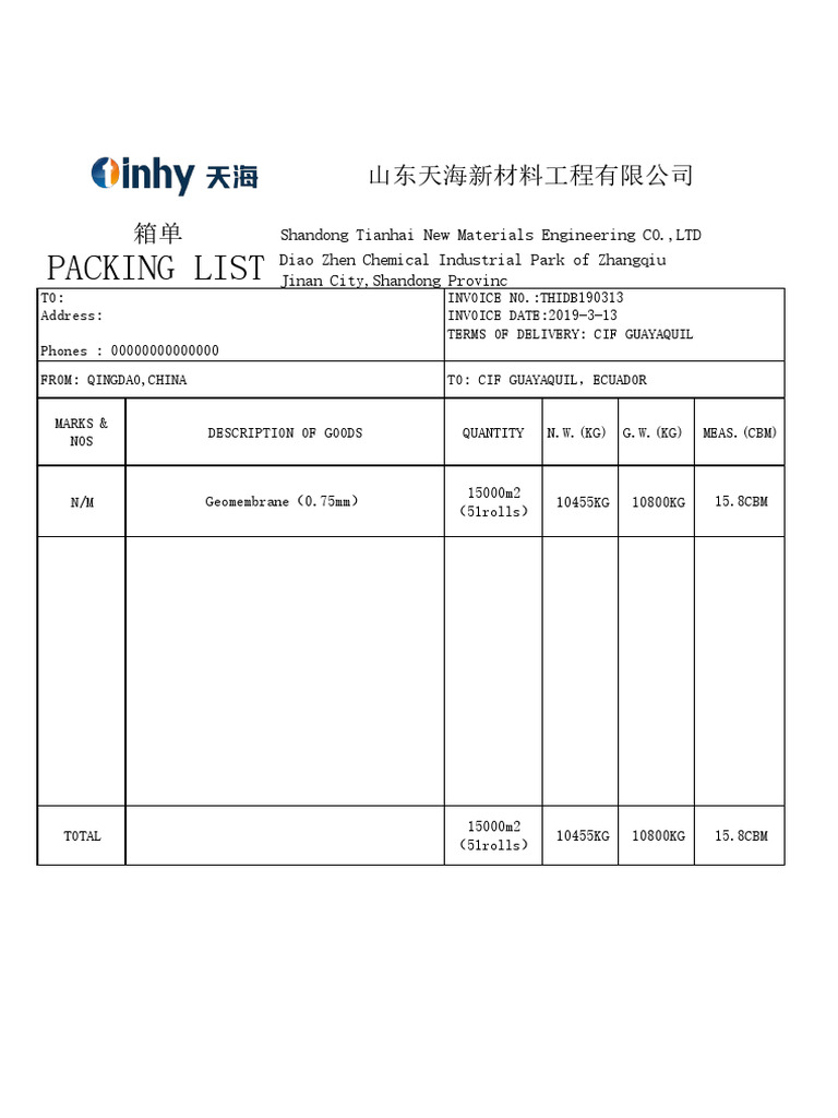 Packing List | PDF