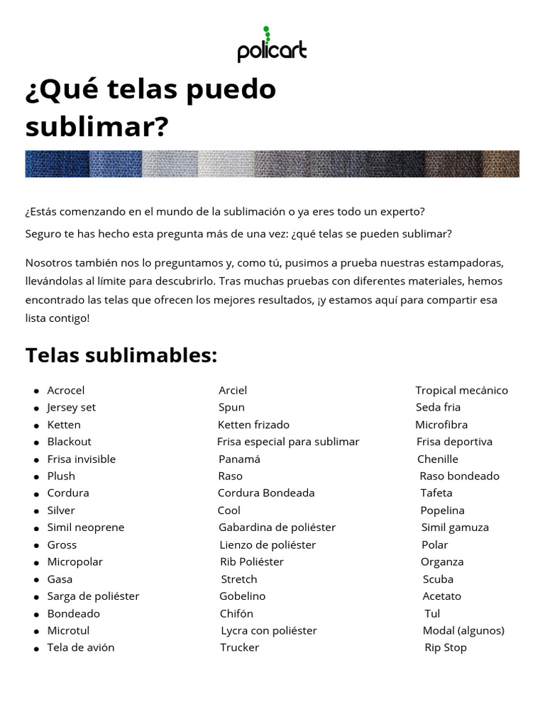 Telas Sublimables: Guía Completa | PDF | Textiles