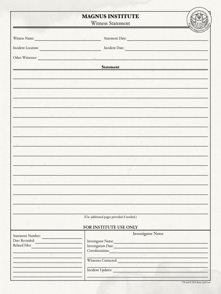 The Magnus Archives Statement Form-2024-10-15 | PDF