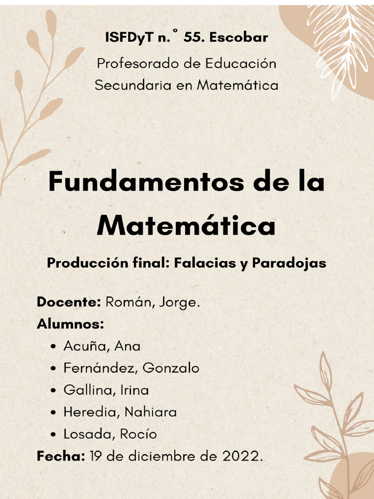 Final. Fundamentos de La Matemática | PDF | Falacia | Matemáticas