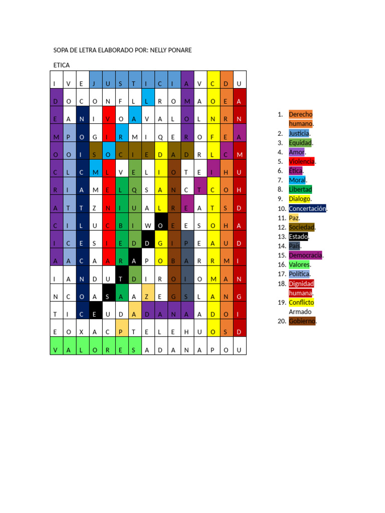 Sopa de Letra Nelly | PDF