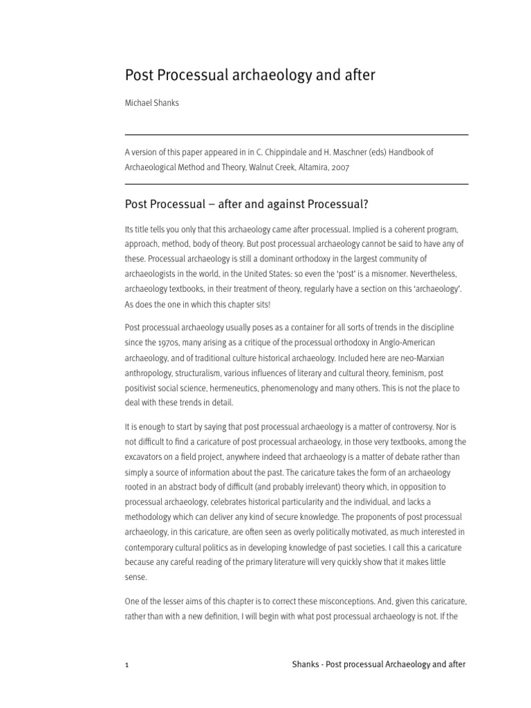 Postprocessual Archaeology and After | PDF | Archaeology | Critical Theory